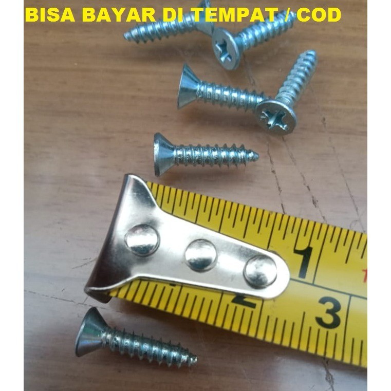 Jual SEKRUP TREPES 1,5 cm / SKRUP KEPALA DATAR RATA ALMUNIUM TAPPING 1 ...
