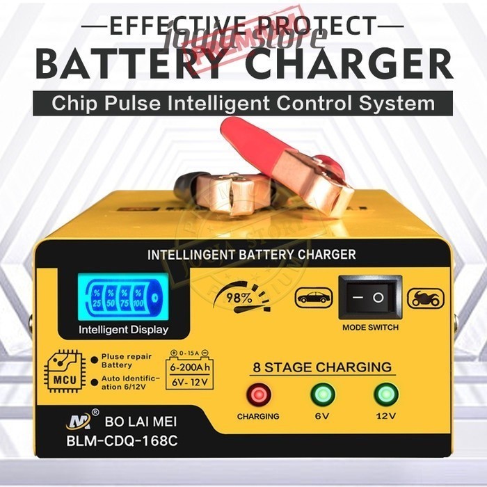 Jual Smart Charger Aki Mobil 12V/24V 200AH Cas Accu Truk Diesel Motor ...