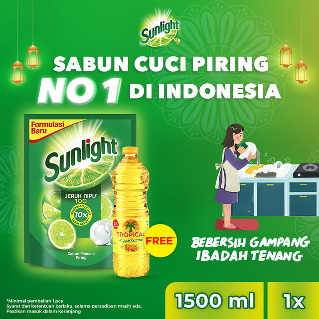 Jual Buy 1 Sunlight Jeruk Nipis 1500mL FREE Minyak Goreng Tropical 500mL Botol | Shopee Indonesia
