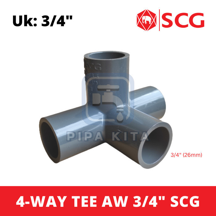 Jual 4 Way Tee AW 3/4 Inch SCG PVC Cross Tebal Tee Elbow 4 Sudut 4 ...