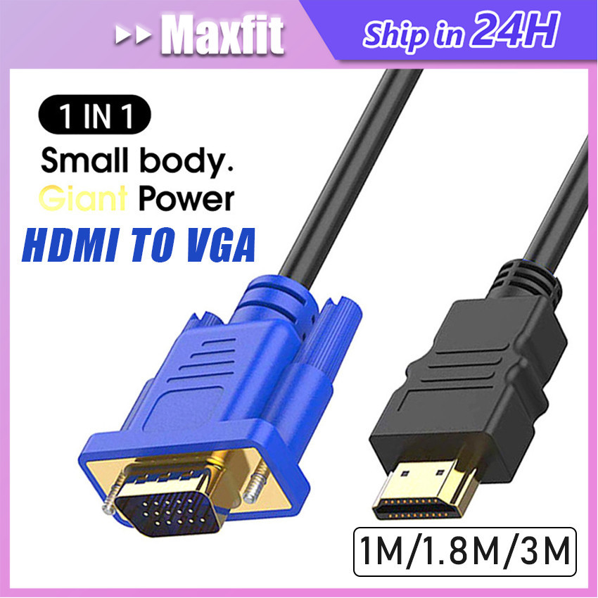 Jual Kabel Hdmi To Vga Cable Converter Adapter Hdmi To Vga Projector / Laptop / Monitor 1/1.8/3 ...