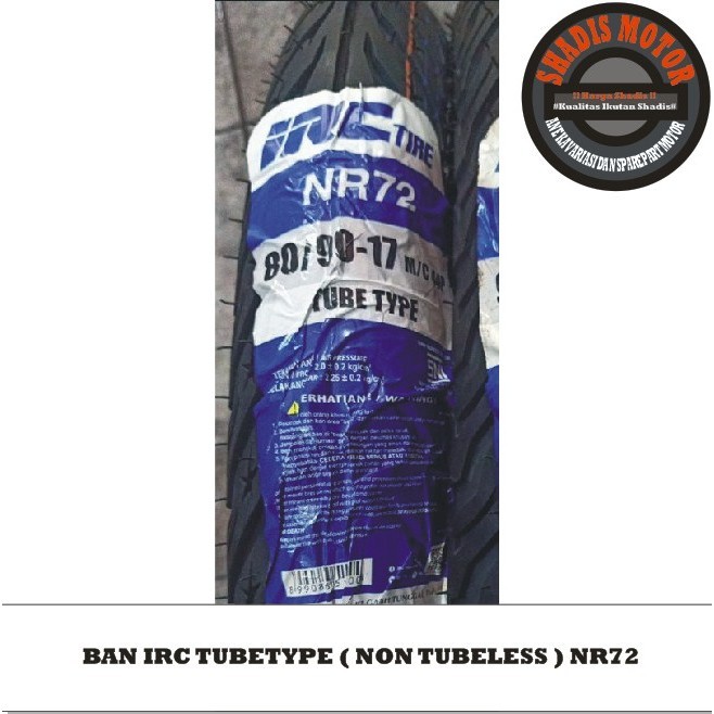 Jual Ban Motor Merk IRC Biasa Tipe NR72 Ukuran 80/90 Ring 17 Ban Motor ...