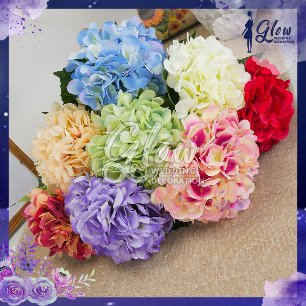 Jual (COD) BUNGA HORTENSIA KAIN X1 TANGKAI PANJANG - BUNGA HYDRANGEA ...