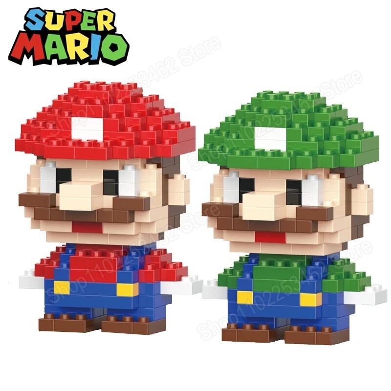 Jual Super Mario Bros Building Block Anime Cartoon Character Luigi ...