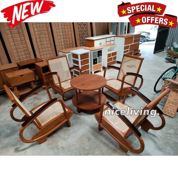 Jual Kursi tamu sedan jawa modern kursi tamu kayu jati rotan klasik ...
