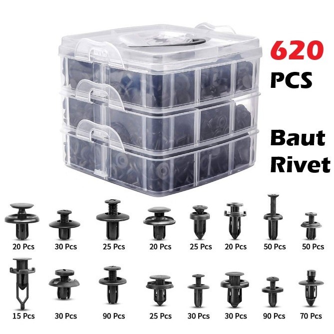 Jual 620 PCS baut rivet kancing klip mobil set motor doortrim dashboard ...