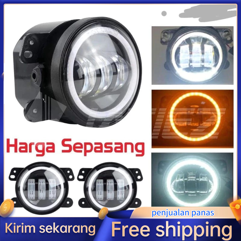 Jual 2PCS Sepasang Lampu Foglamp Led Daymaker 4 Inch 3 Lensa Full Ring ...