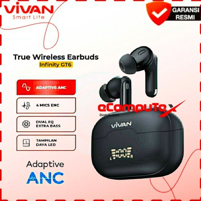 Jual VIVAN TWS INFINITY GT6 ADAPTIVE ANC ENC EARPHONE WIRELESS DUAL EQ ...