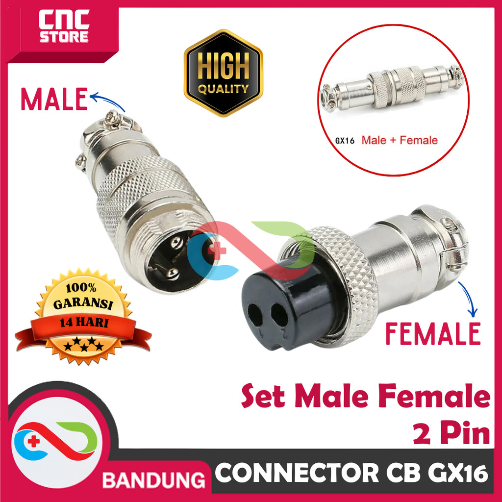 Jual AVIATION PLUG CONNECTOR CB GX16 16MM SET MALE FEMALE - 2 PIN ...