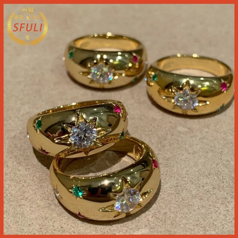 Jual Dopamine Astral Ring Light Luxury Fashion 1 Carat Octagram Ring ...