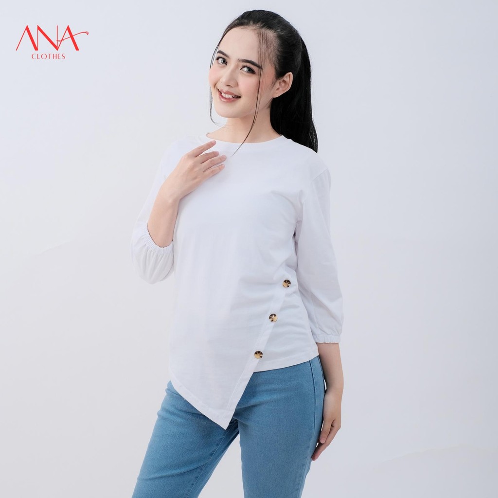 Jual ANACLOTHES Baju Wanita Lengan Panjang Model Kancing Samping Bahan ...