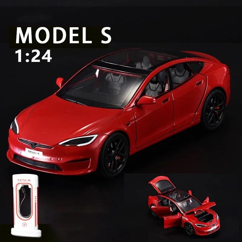 Jual 1:24 Tesla Model S MODEL Y 3 Tesla Model X Roadster Alloy Toy Car ...