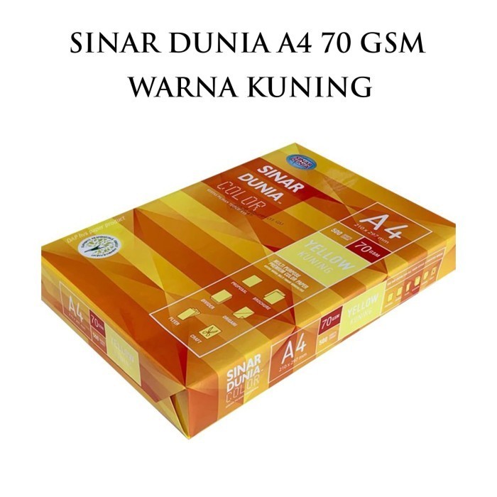Jual Kertas Fotocopy Hvs Warna Kuning Sinar Dunia Sidu A4 70 Gram Gsm