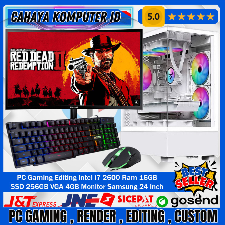 Jual NEW DISKON 70% PC Gaming Editting Intel i7 Ram 16Gb HDD 1Tb SSD 256 VGA 4Gb Gb Monitor 24 ...