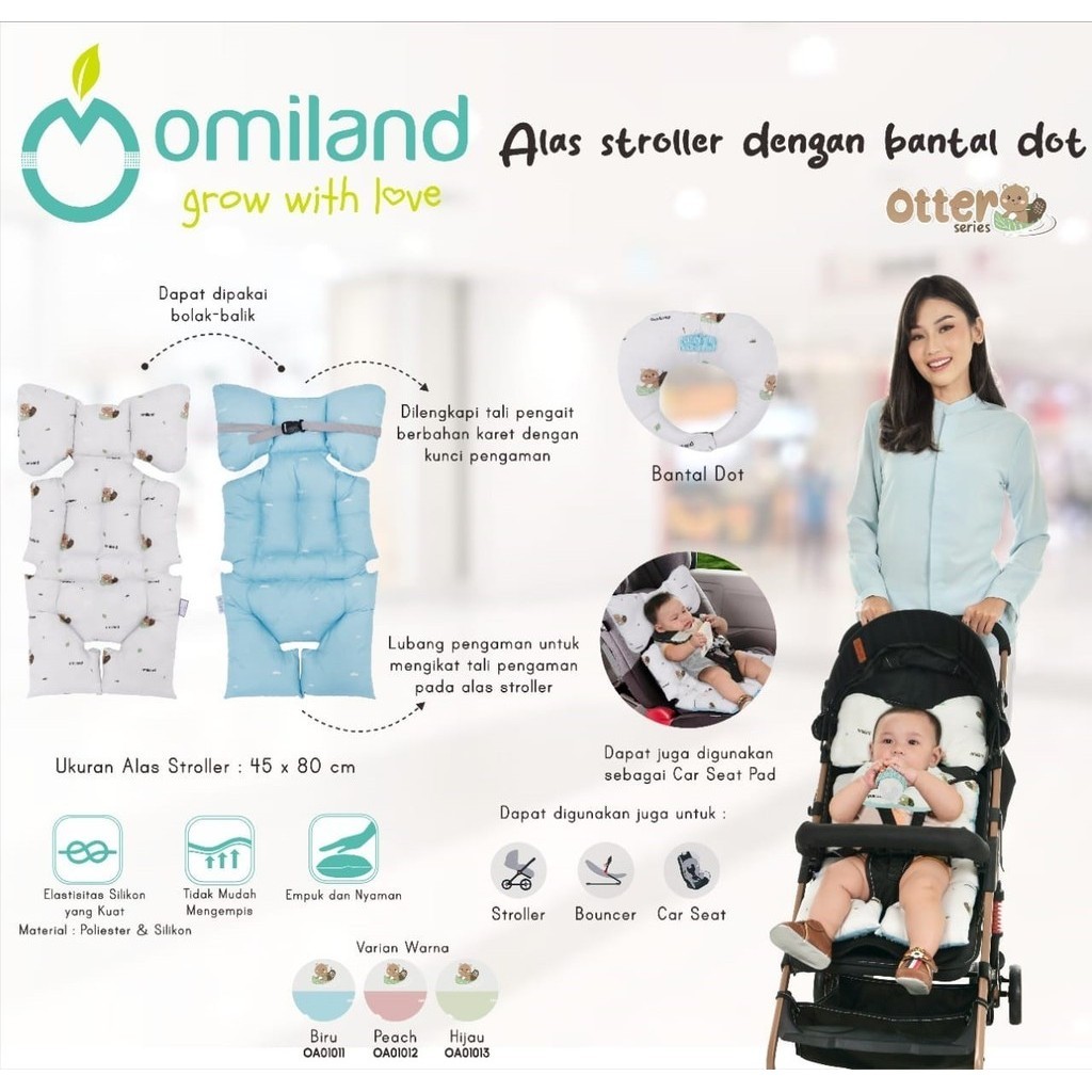 Jual MOMS_ Omiland Alas Stroller Dan Bantal Dot OTTER / FOX / SEA HORSE ...