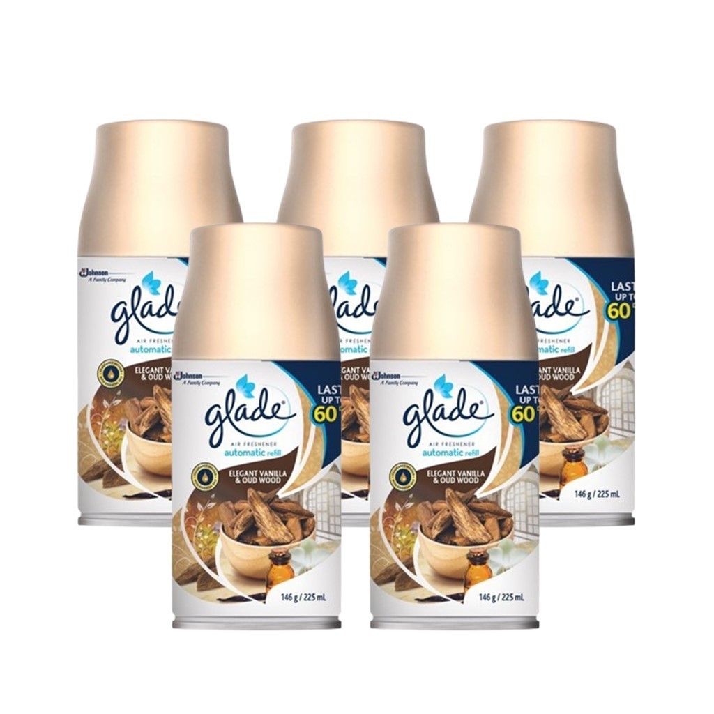 Jual Glade Automatic Refill Elegant Vanilla & Oud wood 146 gr / 225 ml x5 | Shopee Indonesia