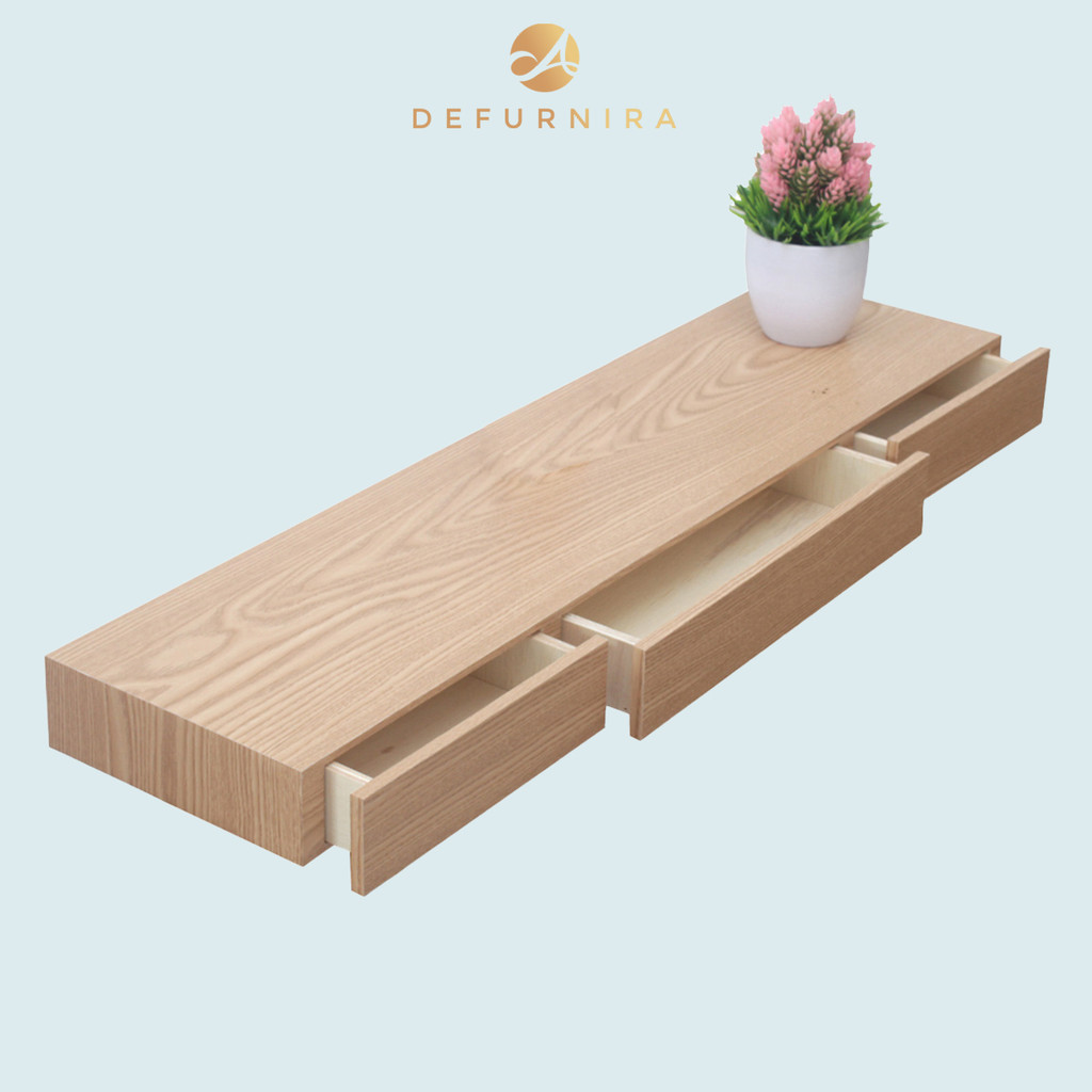 Jual Defurnira Rak Dinding Ambalan Meja Minimalis 3 Pintu Laci Tempel ...