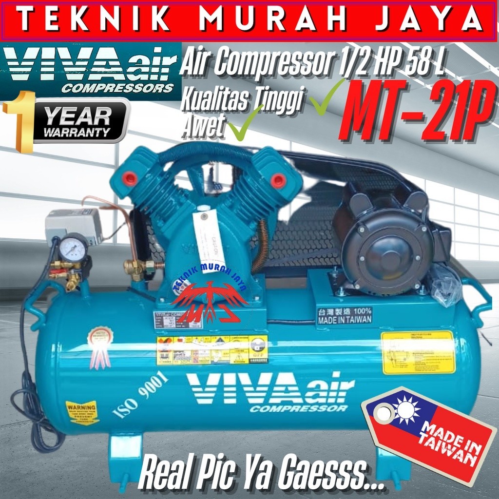 Jual VIVA AIR Kompresor Angin Compressor MT-21P Automatic 1/2HP 58 ...