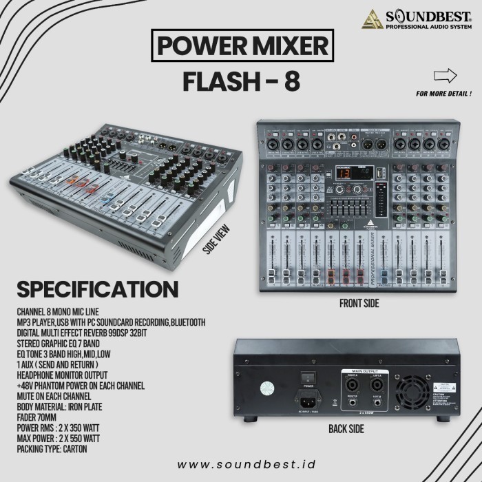 Jual Power Mixer Soundbest Flash 8 / 8 Channel Bluetooth Original ...