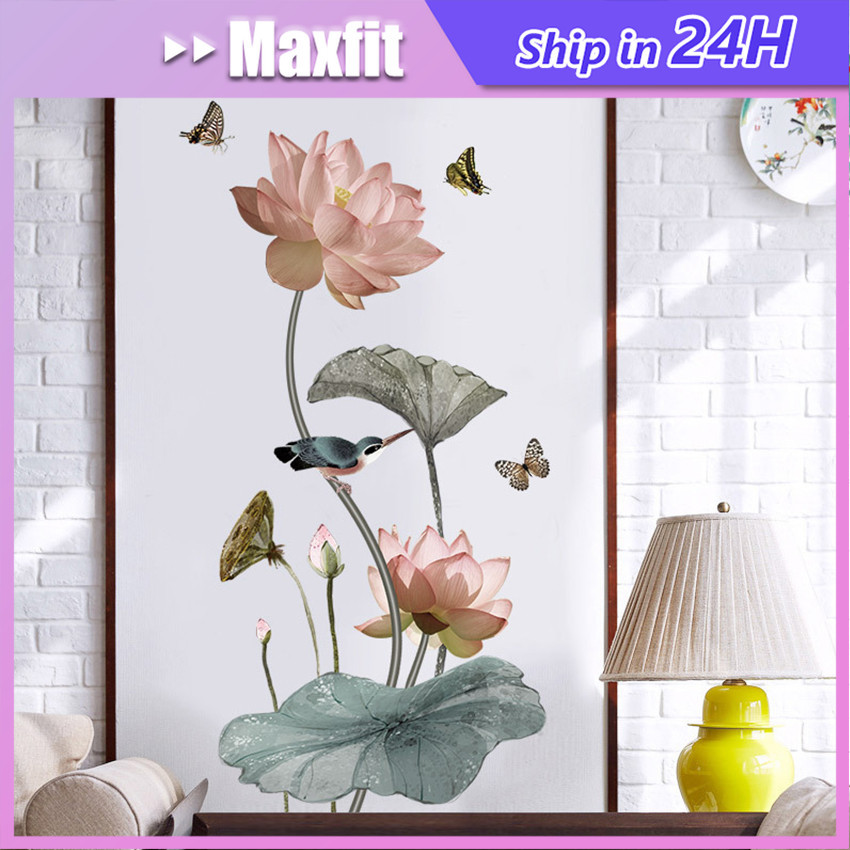 Jual Sticker Flower Lotus Teratai Stiker Bunga Dinding Chinese Wall Sticker | Shopee Indonesia