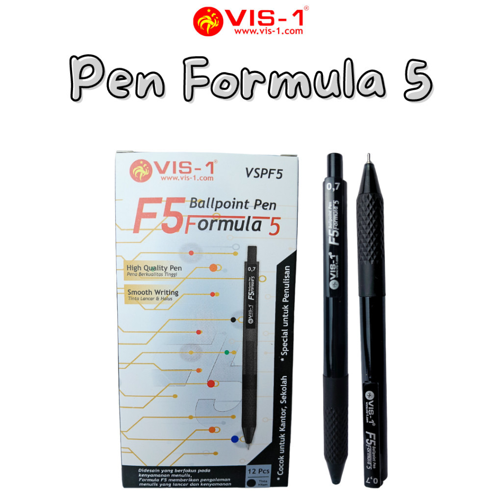 Jual Ballpoint / Pulpen Vis-1 Formula 5 Hitam 0.7mm Satuan - VSPF5 ...