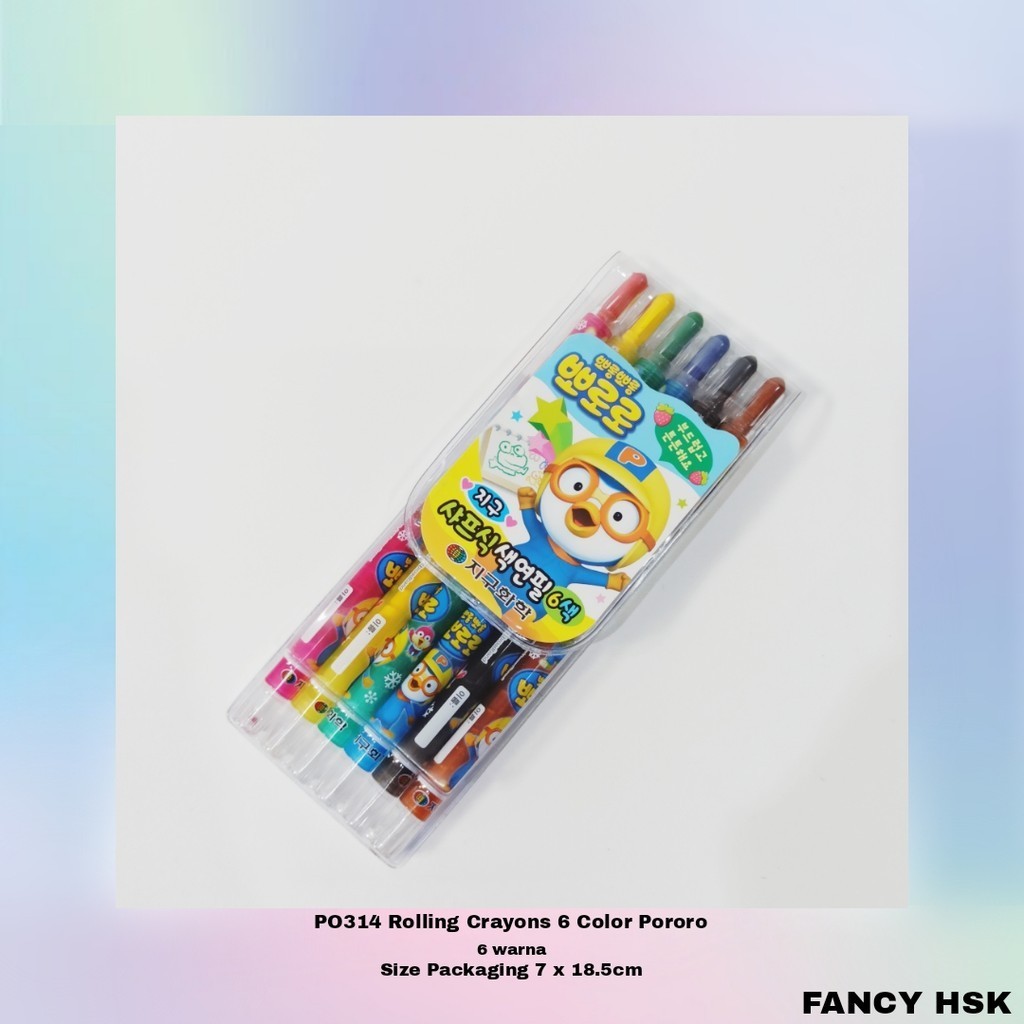 Jual KOREA ROLLING CRAYONS 6 COLORS PORORO PO314 | Shopee Indonesia