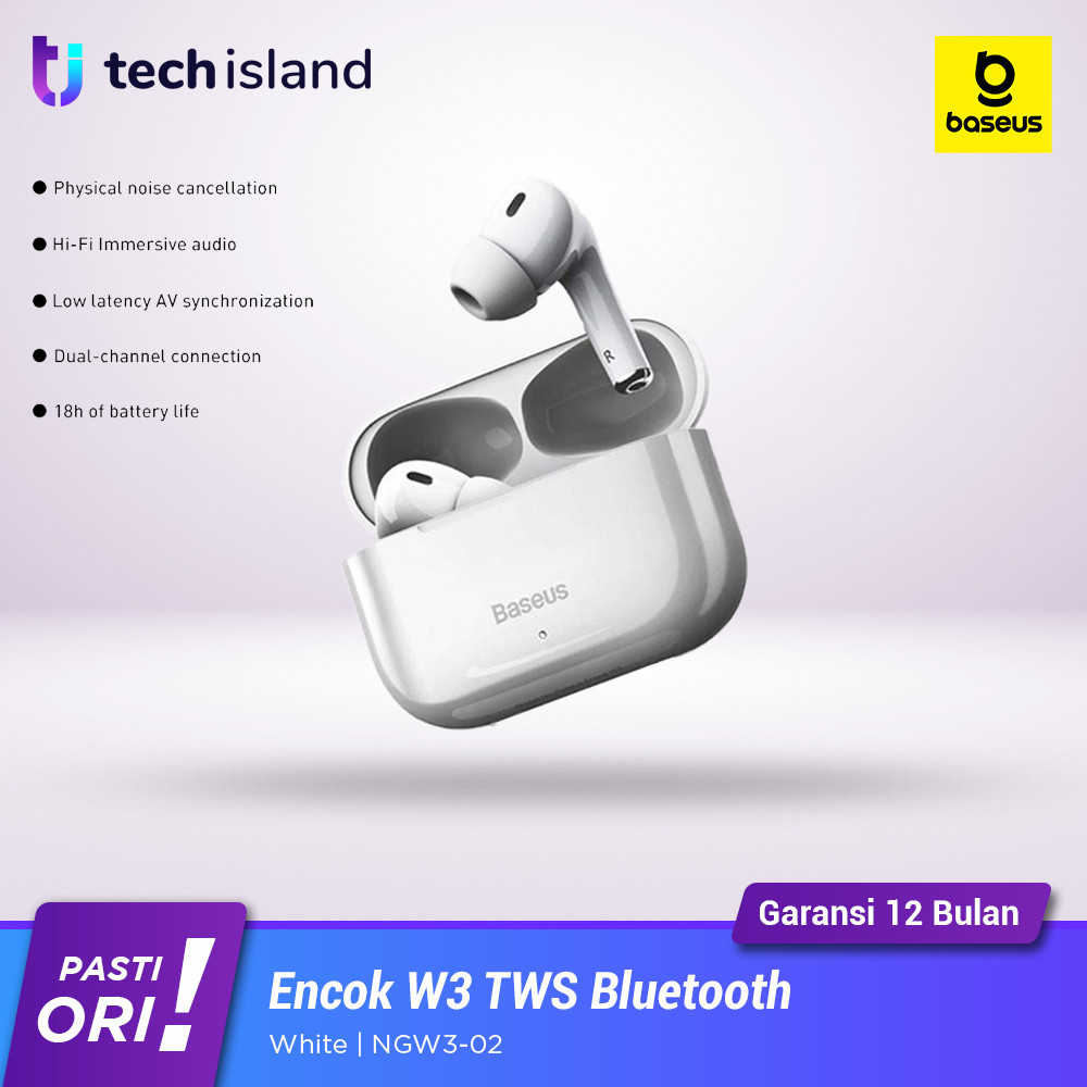 Jual Baseus Encok W3 TWS Headset Bluetooth Noise Reduction Low Latency ...