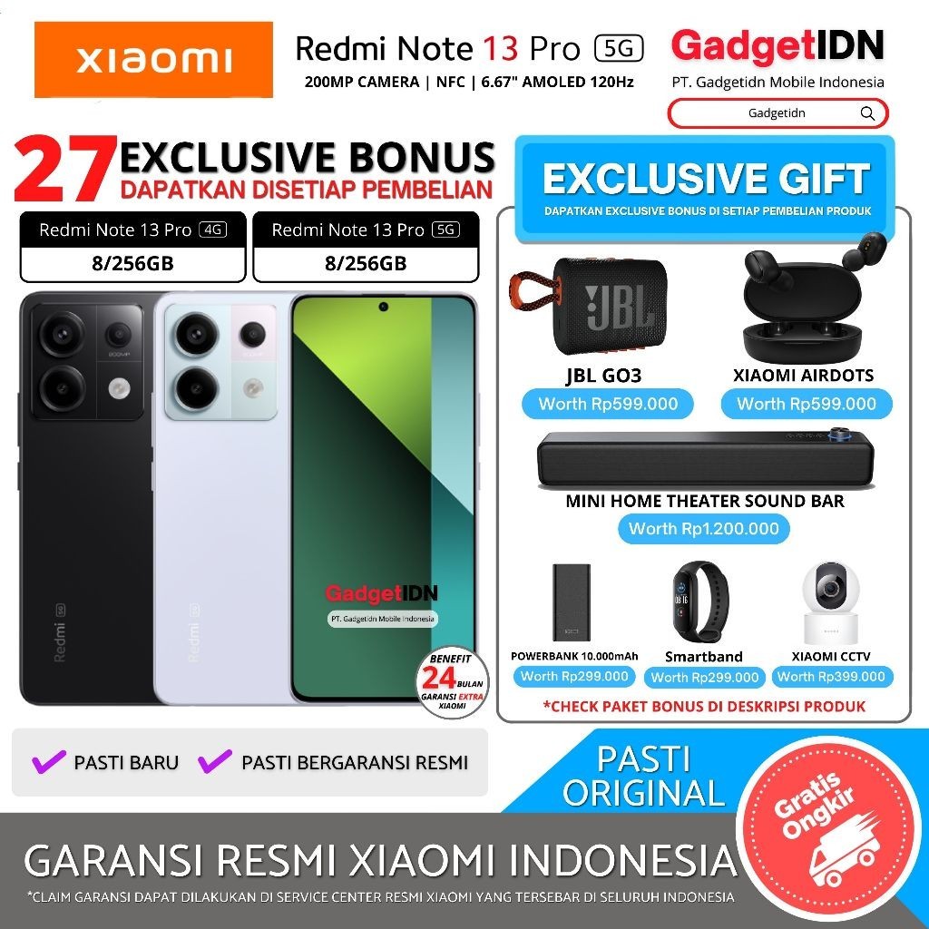 Jual XIAOMI REDMI NOTE 13 PRO 5G 8/256GB ( +8GB EXTENDED RAM ) GARANSI ...