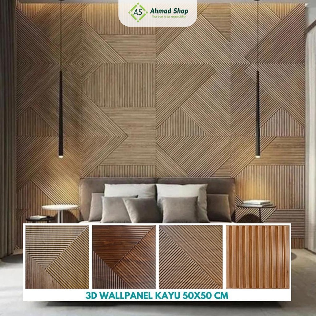Jual 3D Wallpanel 50x50 cm Serat Kayu Dinding PVC Solid Wallpaper ...