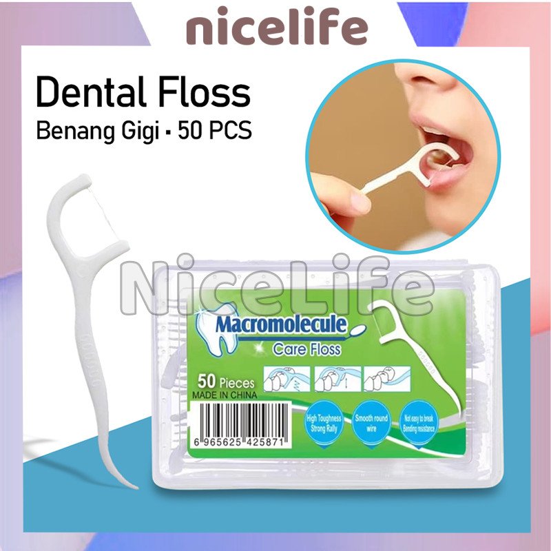 Jual Benang Tusuk Gigi Pembersih Sela Gigi Steril 50 Pcs / Gigi Benang ...