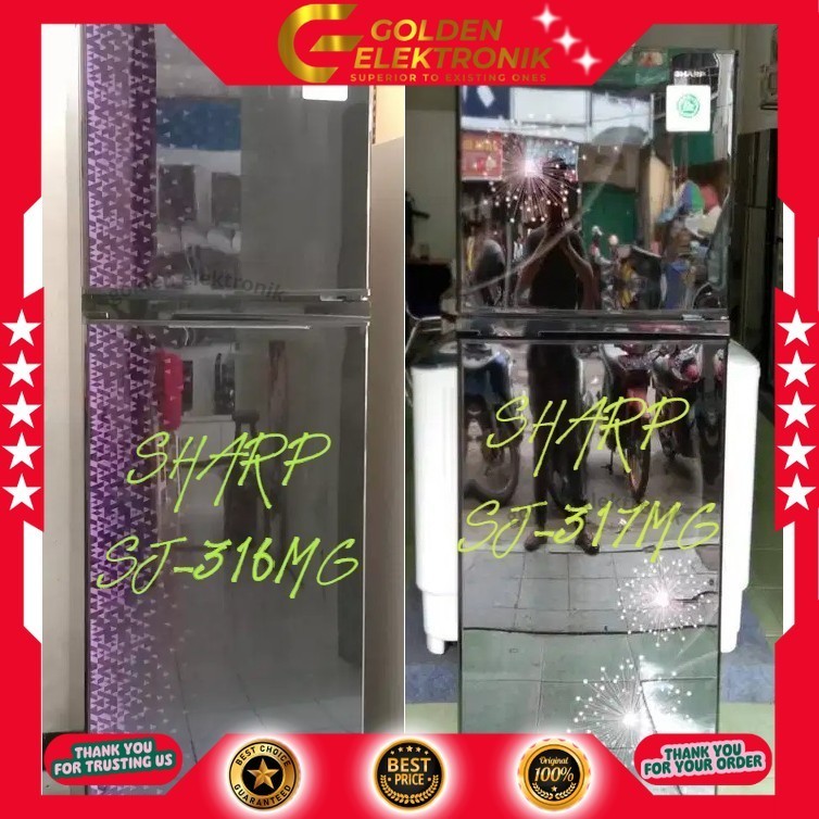 Jual KULKAS SHARP 2 PINTU TIPE SJ-316MG-GB/GR 316 MG atau SJ-317MG-DP ...