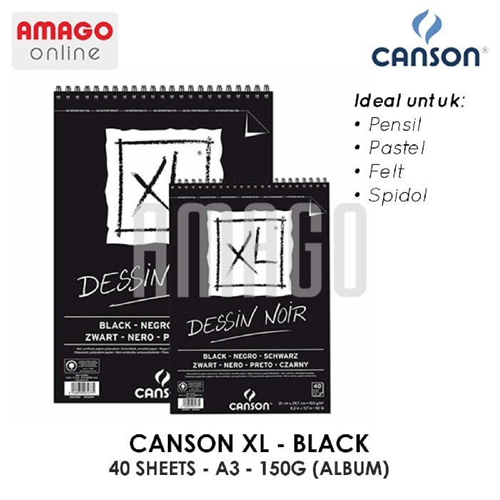 Jual CANSON XL Black - 40 sheets - A3 - 150g (Album) - 400039087 ...