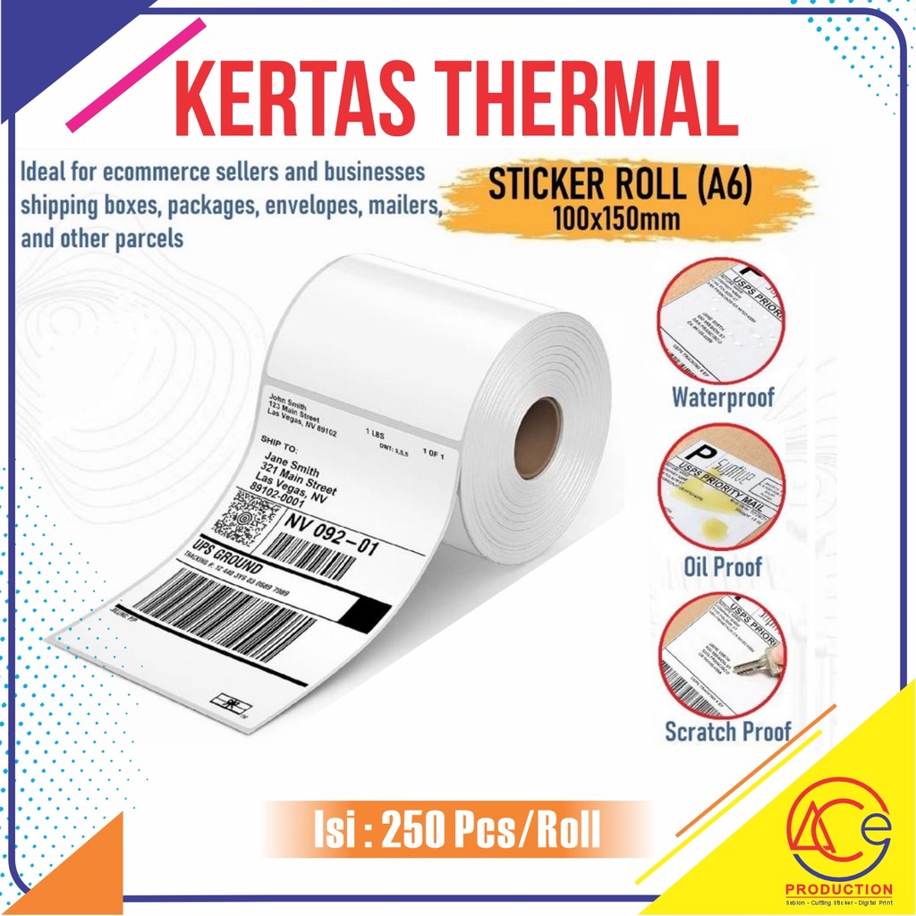 Jual KERTAS STIKER THERMAL KERTAS LABEL RESI 100X150MM | Shopee Indonesia