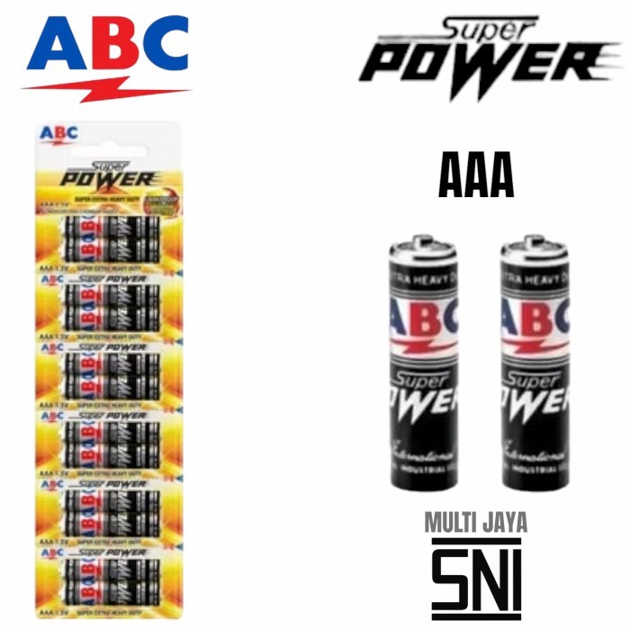 Jual BATREI / BATERAI ABC SUPER POWER UKURAN AAA / A3 ISI 12 PCS ...