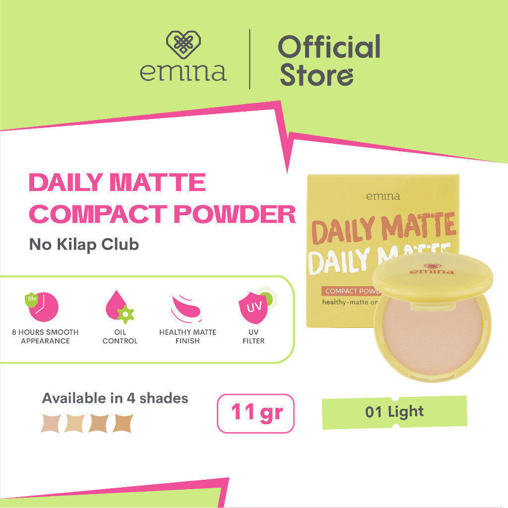 Jual Emina Daily Matte Compact Powder 11 g - Bedak Padat Matte Finish ...