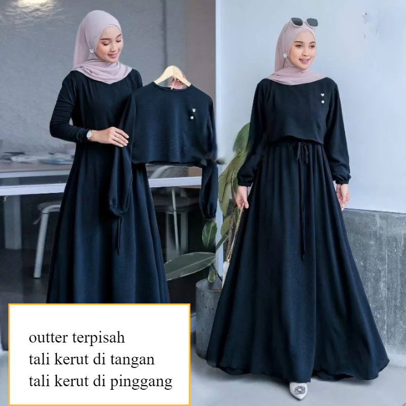 Jual ALIFA DRESS MAXI LEBARAN | AINI KATTUN RAYYON Set2in1 inner+outer ...