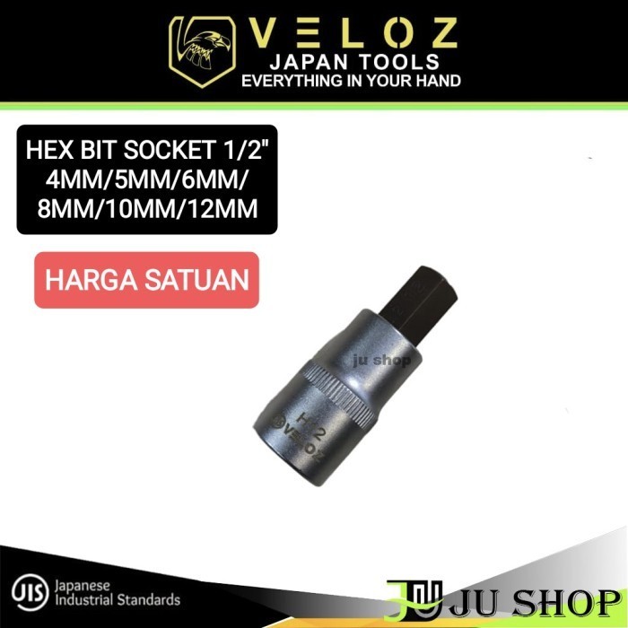 Jual VELOZ HEX BIT socket SHORT 1/2" 4MM/5MM/6MM/8MM/10MM/12MM kunci L sock sok PENDEK | Shopee ...