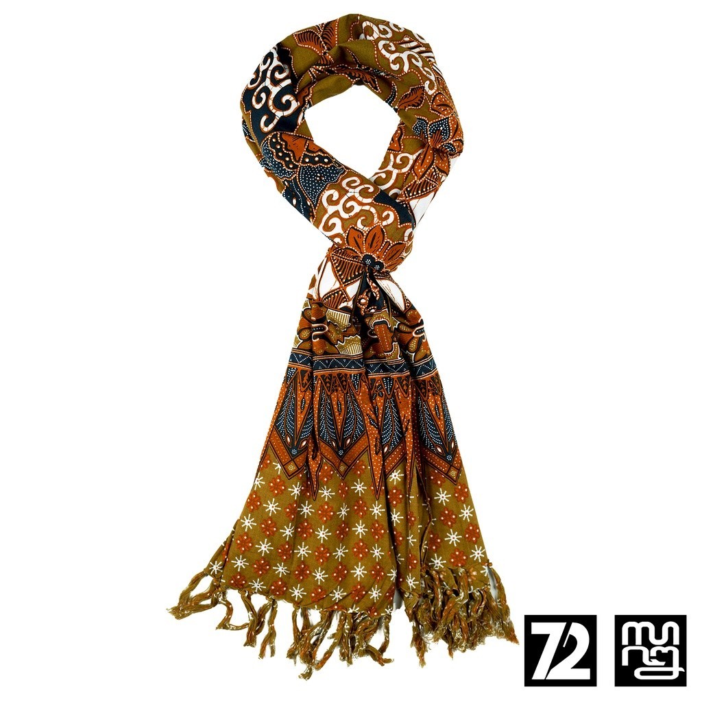 Jual SYAL BATIK SCARFT Premium Motif Kembang Warna Kuning Kehijauan ...