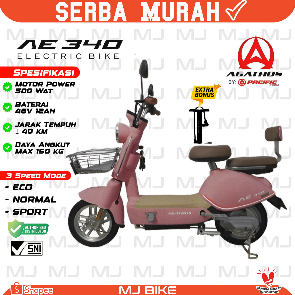 Jual Sepeda listrik agathos 340 ebike 500 watt | Shopee Indonesia