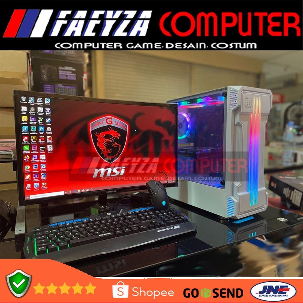 Jual NEW DISKON 70% PC Gaming Fullset AMD Ryzen 5 5600G SSD 128GB lengkap LED 24 inc Keyboard ...