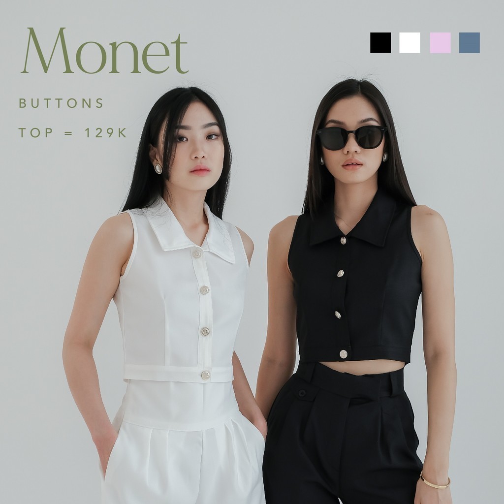 Jual Monet Buttons Top -- Ocha Wear | Gold Buttons Premium Shirt ...