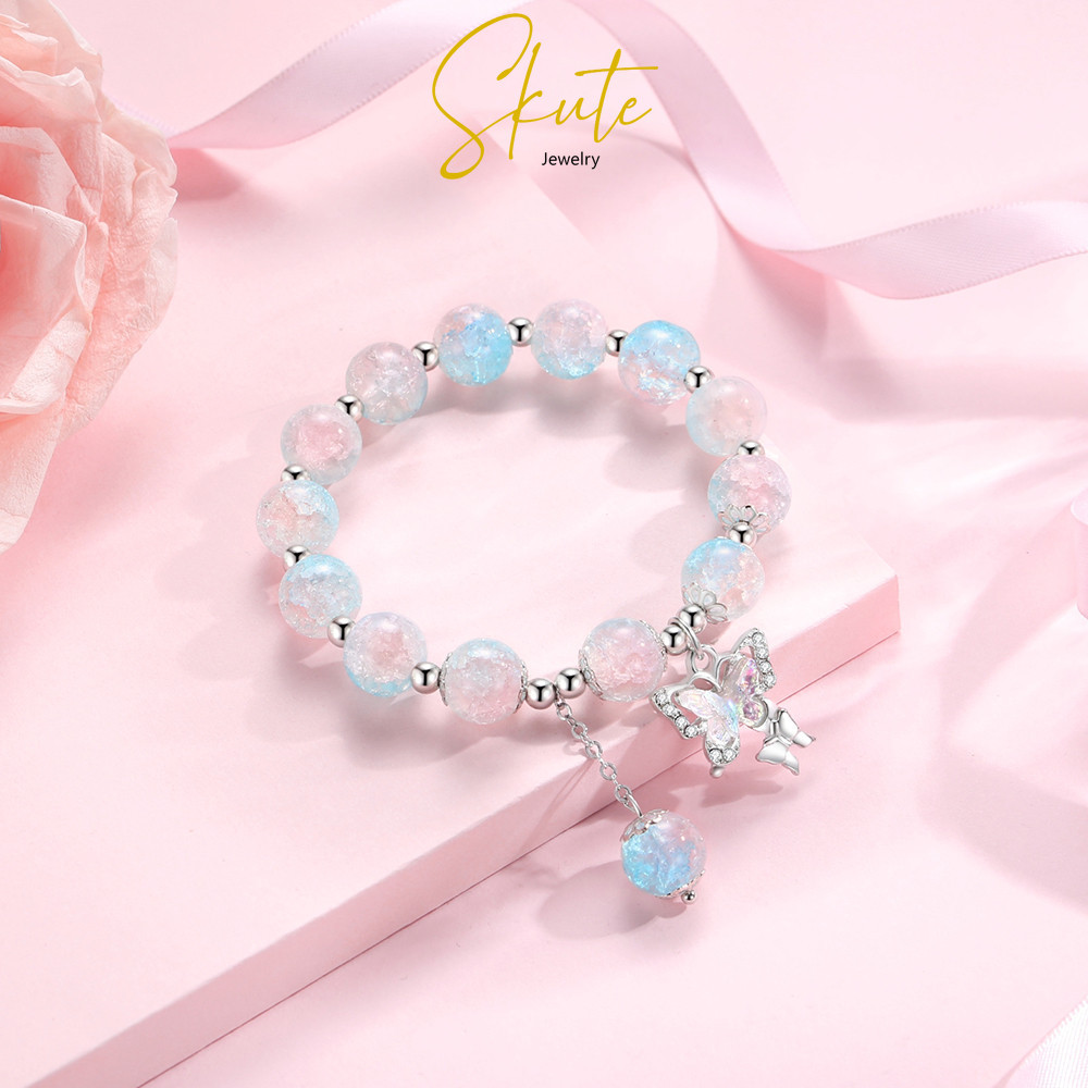 Jual Skute Jewelry Fashion Gelang Kupu-kupu Manik Korean Mengkilap ...