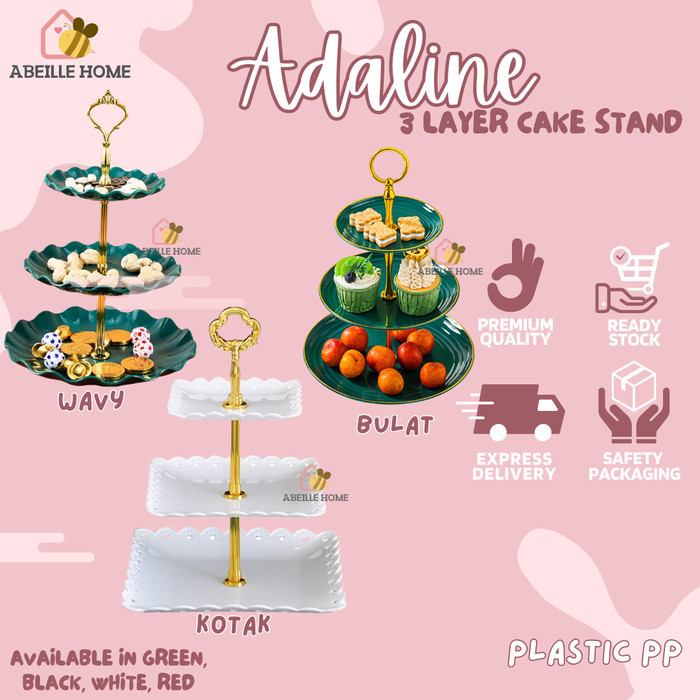 Jual Piring Saji ADALINE Piring Susun 3 Layer Cake Stand Display Plate | Shopee Indonesia