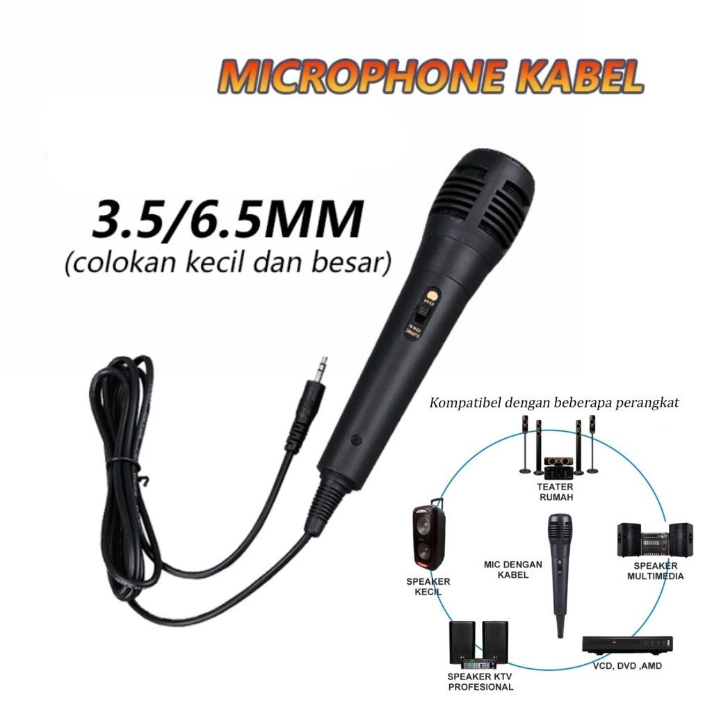 Jual MT MICROPHONE KABEL KARAOKE Colokan Kecil 3,5mm Dan Besar Murah ...
