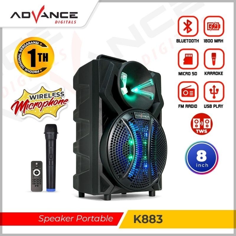 Jual speaker portable 8 inch K883 Advance ug5 | Shopee Indonesia