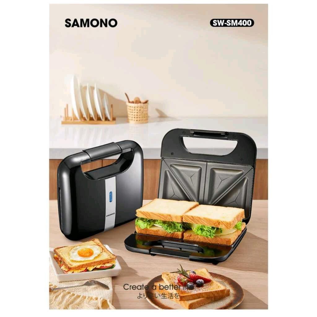 Jual Samono Sw Sm400 Toaster & Sandwich Maker 2 Slots Black 400 Watt ...