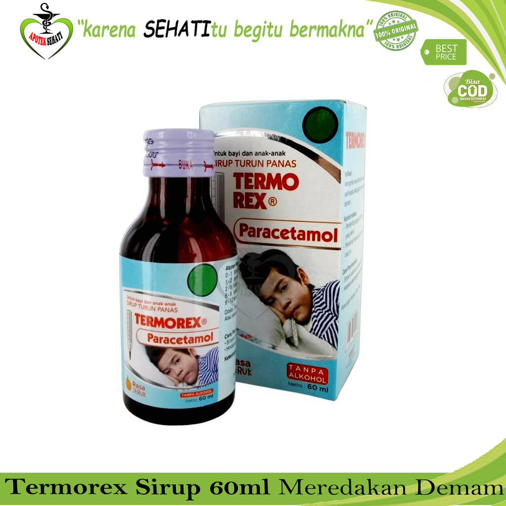 Jual Termorex Sirup Penurun Demam Panas Pereda Nyeri Sakit Gigi Anak ...