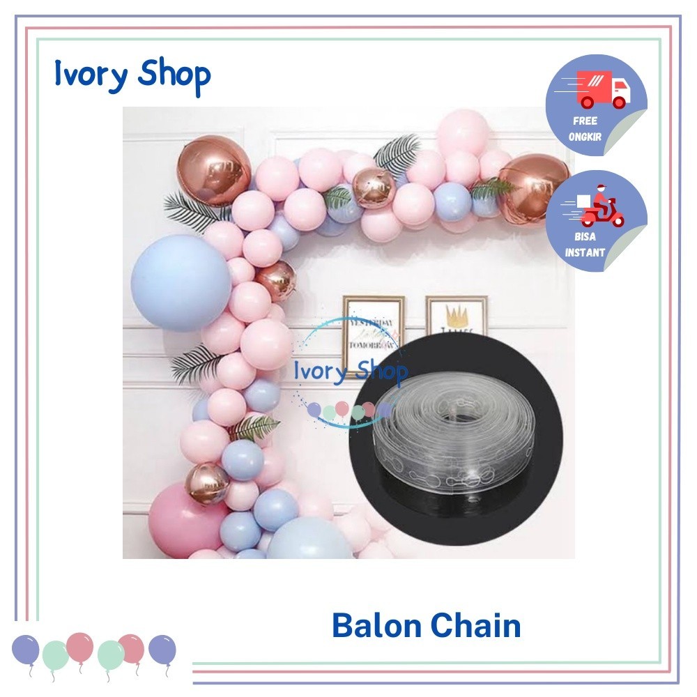 Jual Chain Ballon Rantai Garland Stripe Balon Panjang 5 Meter | Shopee ...