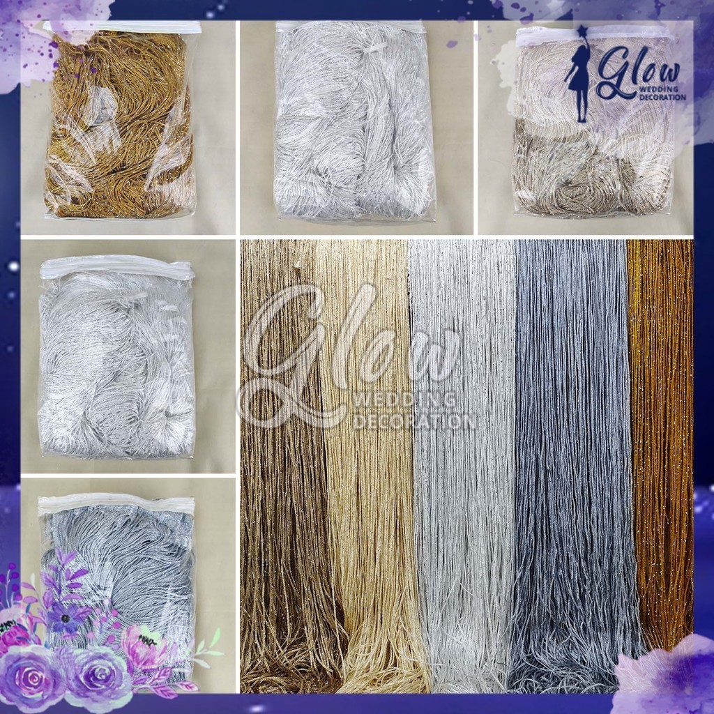 Jual COD TIRAI BENANG GLITER 1X2M DEKORASI //RUMBAI BLING BLING IMPORT ...