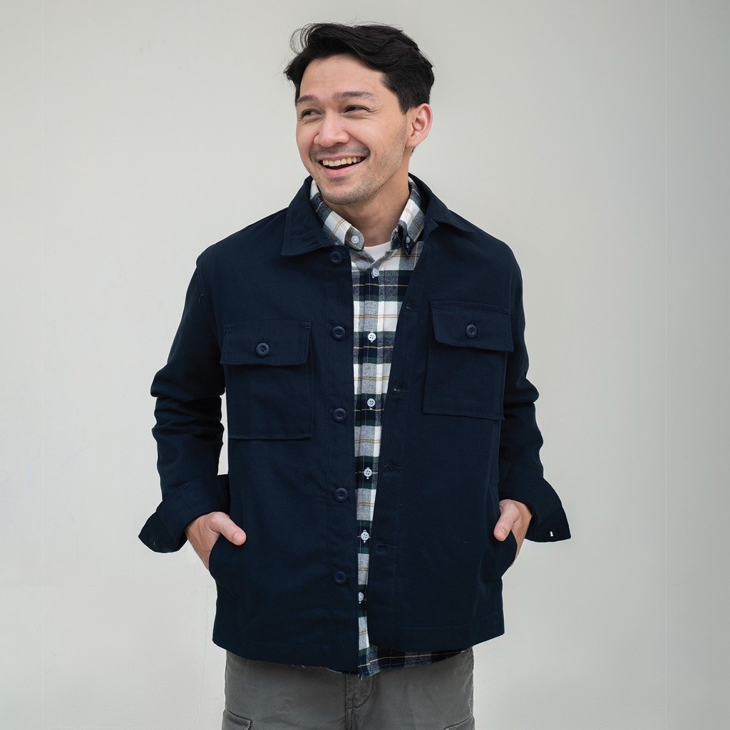 Jual Jaket Polos Pria WOODCUTTER Sentinel Trucker - Navy Blue Multi ...